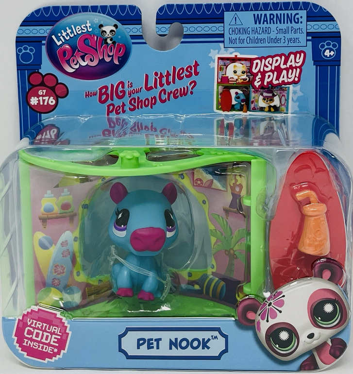 Littlest Pet Shop Pet Nook Surf Shack G7 #176 Blue Capybara w Virtual ...
